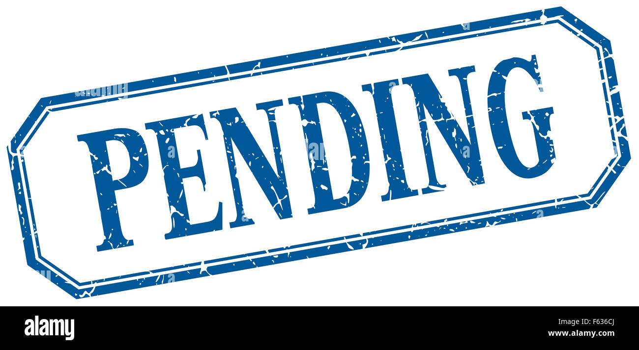 pending square blue grunge vintage isolated label Stock Photo - Alamy