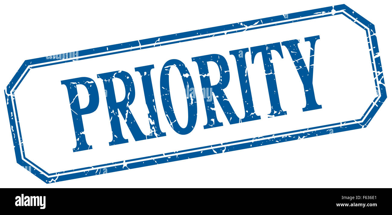 priority square blue grunge vintage isolated label Stock Photo - Alamy