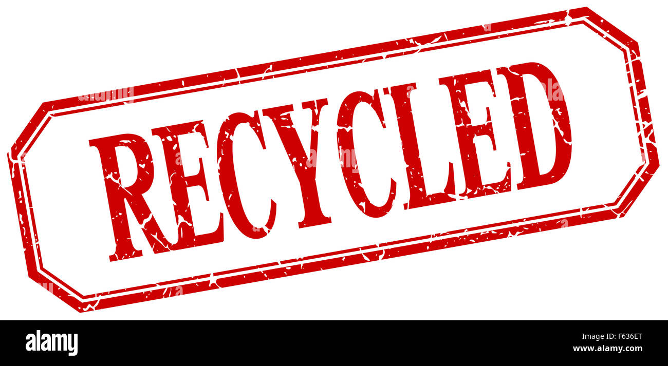 recycled square red grunge vintage isolated label Stock Photo - Alamy