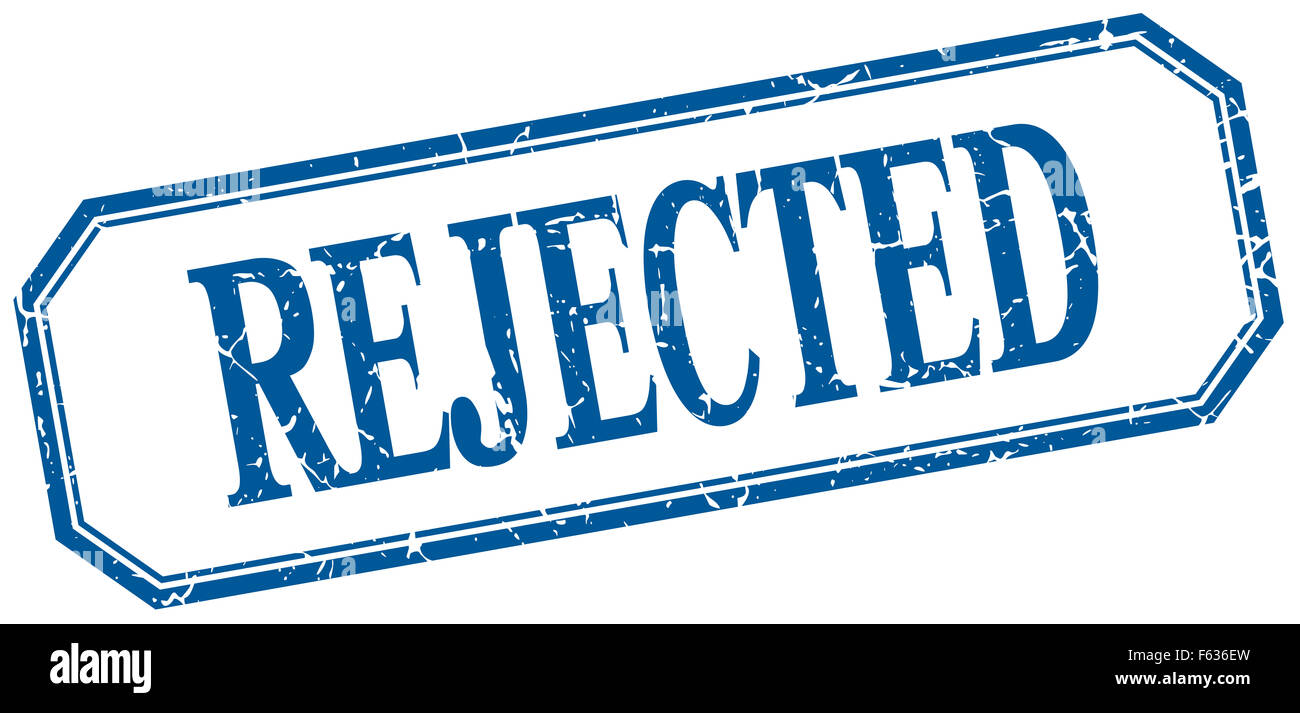 rejected square blue grunge vintage isolated label Stock Photo - Alamy