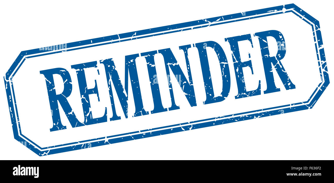 reminder square blue grunge vintage isolated label Stock Photo - Alamy
