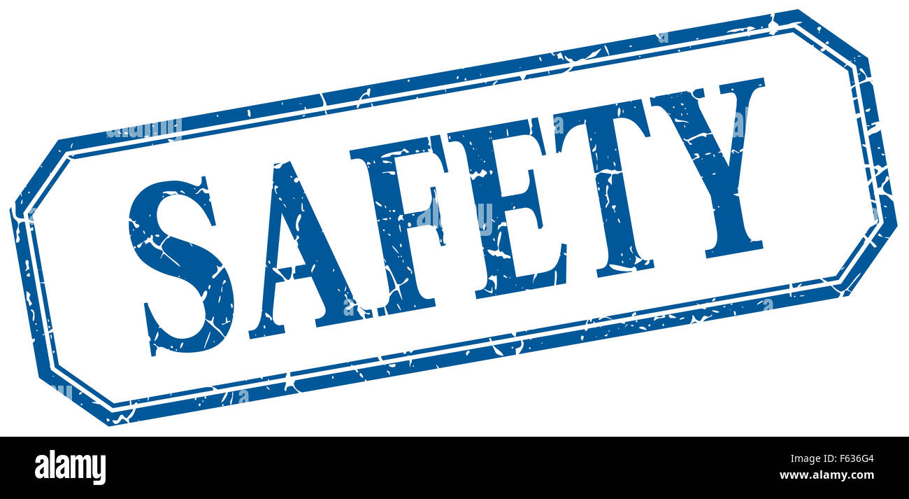 safety square blue grunge vintage isolated label Stock Photo - Alamy