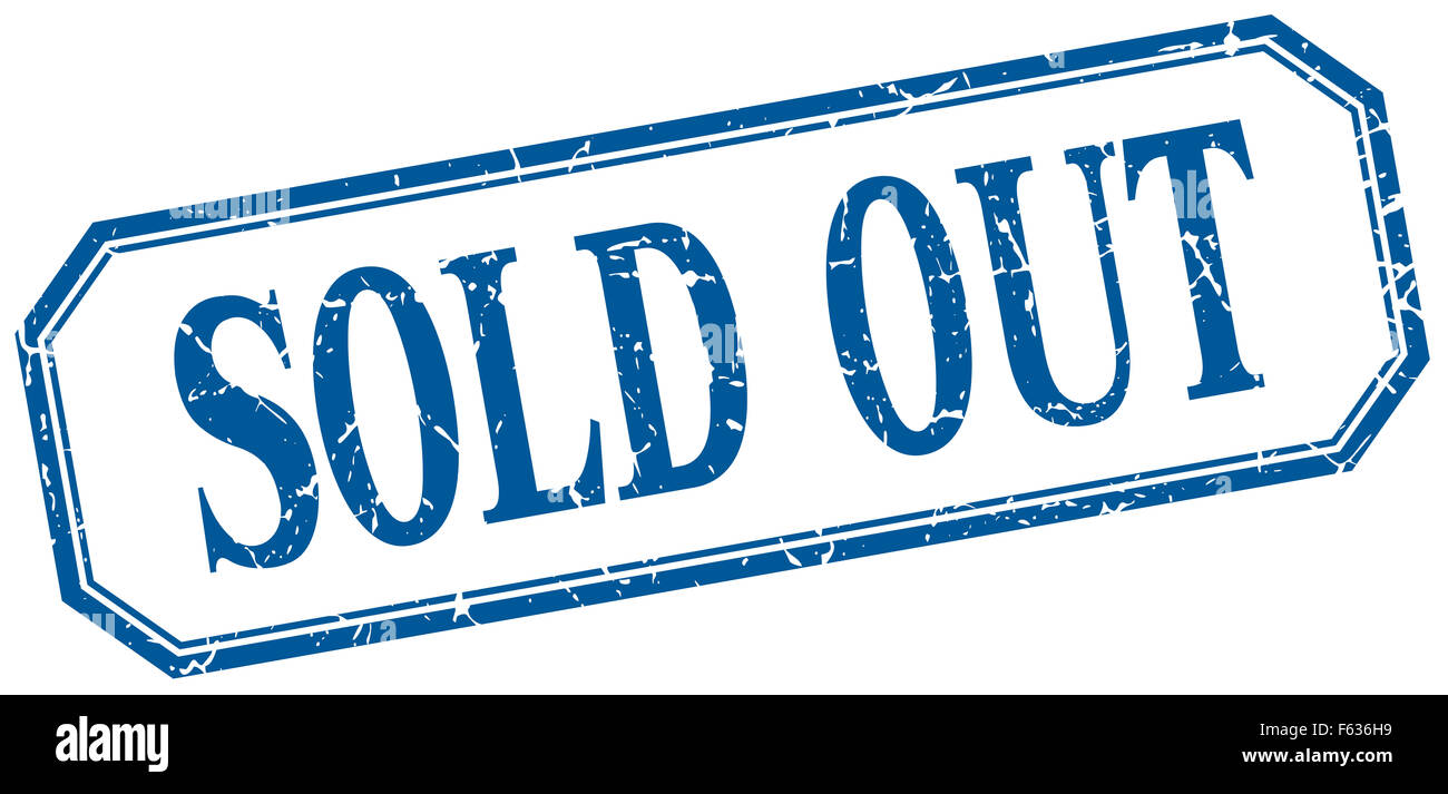 sold out square blue grunge vintage isolated label Stock Photo - Alamy