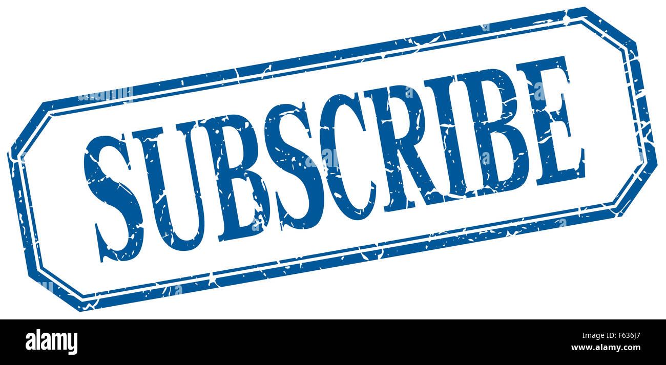 subscribe square blue grunge vintage isolated label Stock Photo - Alamy