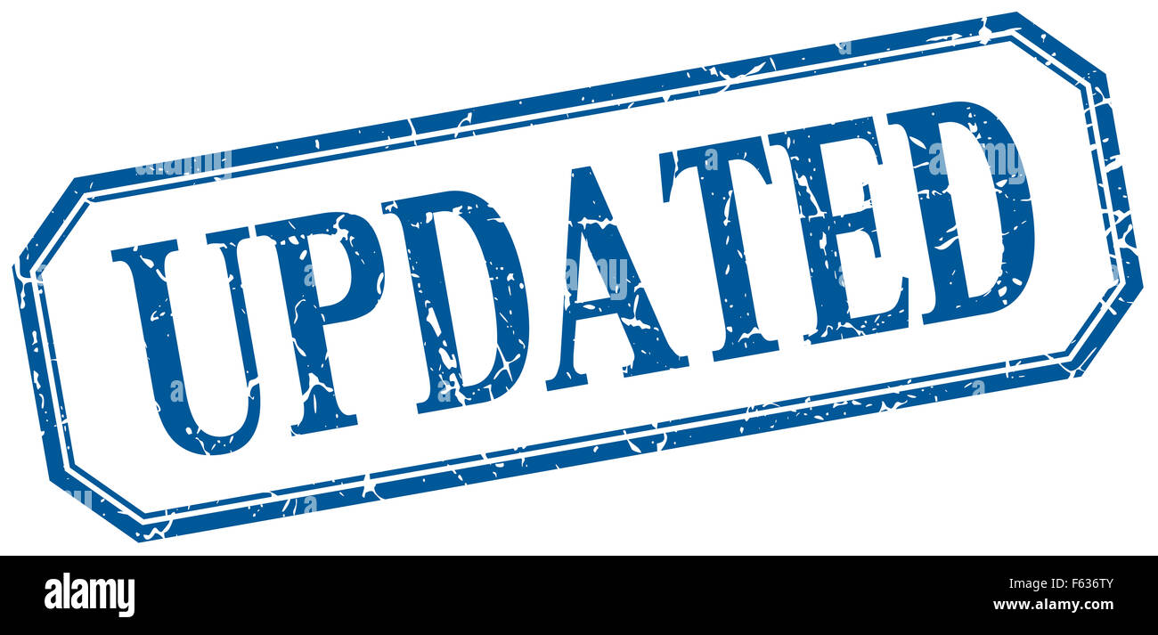 updated square blue grunge vintage isolated label Stock Photo - Alamy