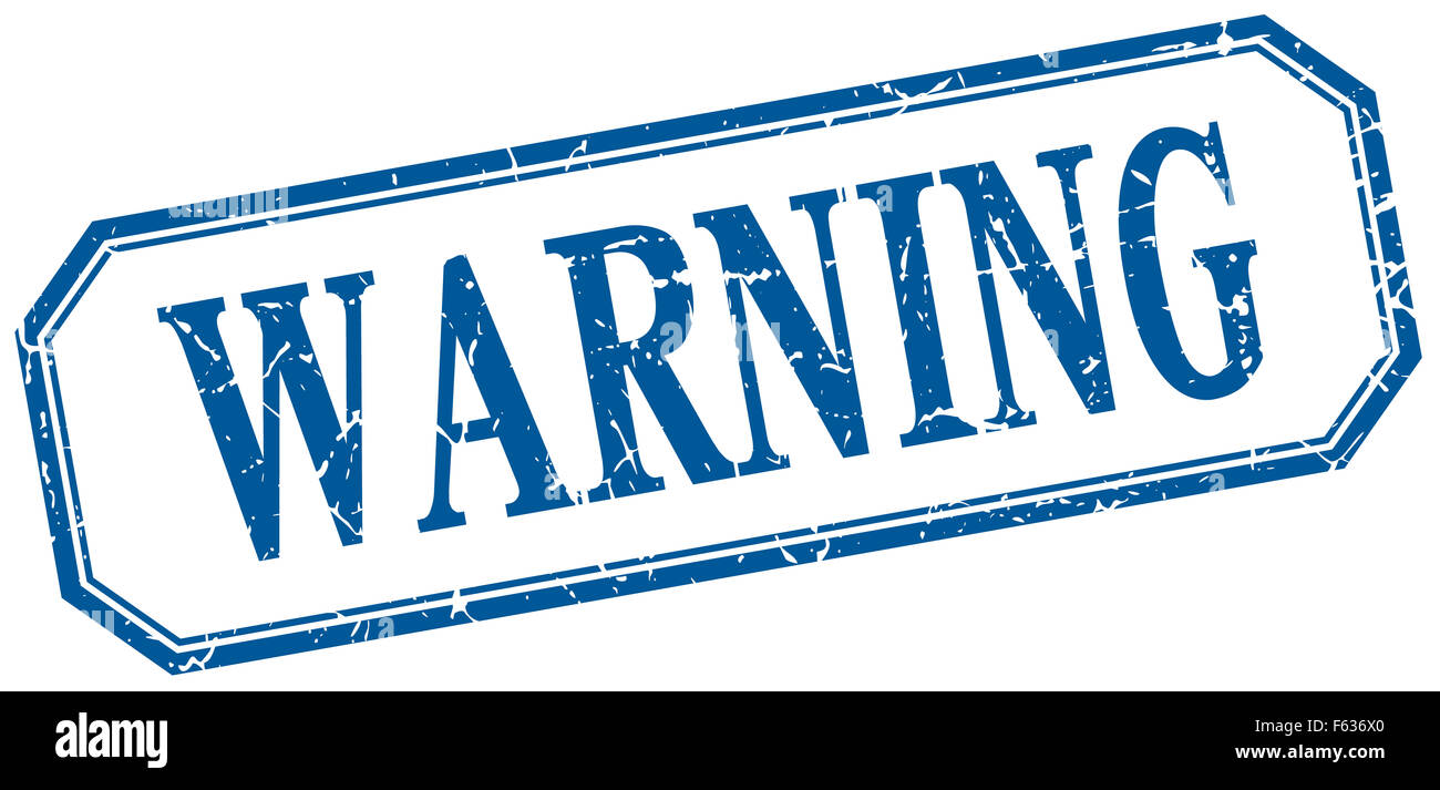 warning square blue grunge vintage isolated label Stock Photo - Alamy