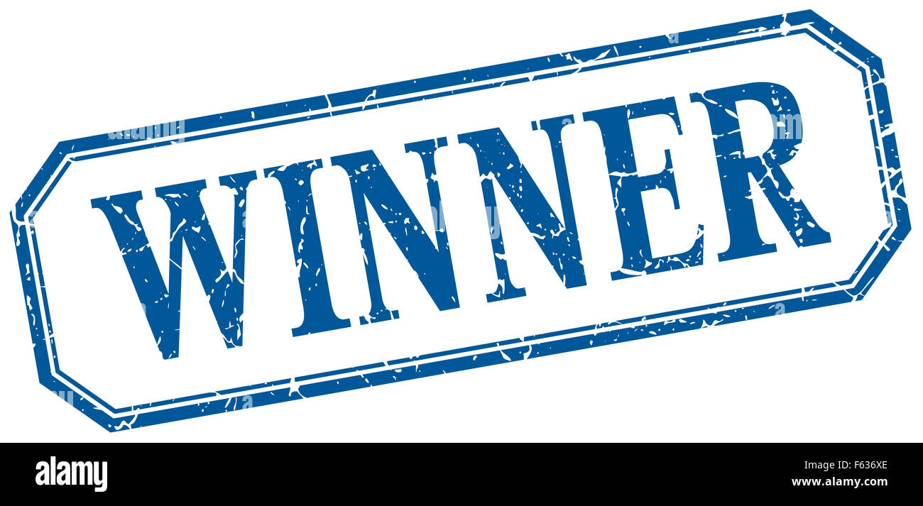 winner square blue grunge vintage isolated label Stock Photo - Alamy