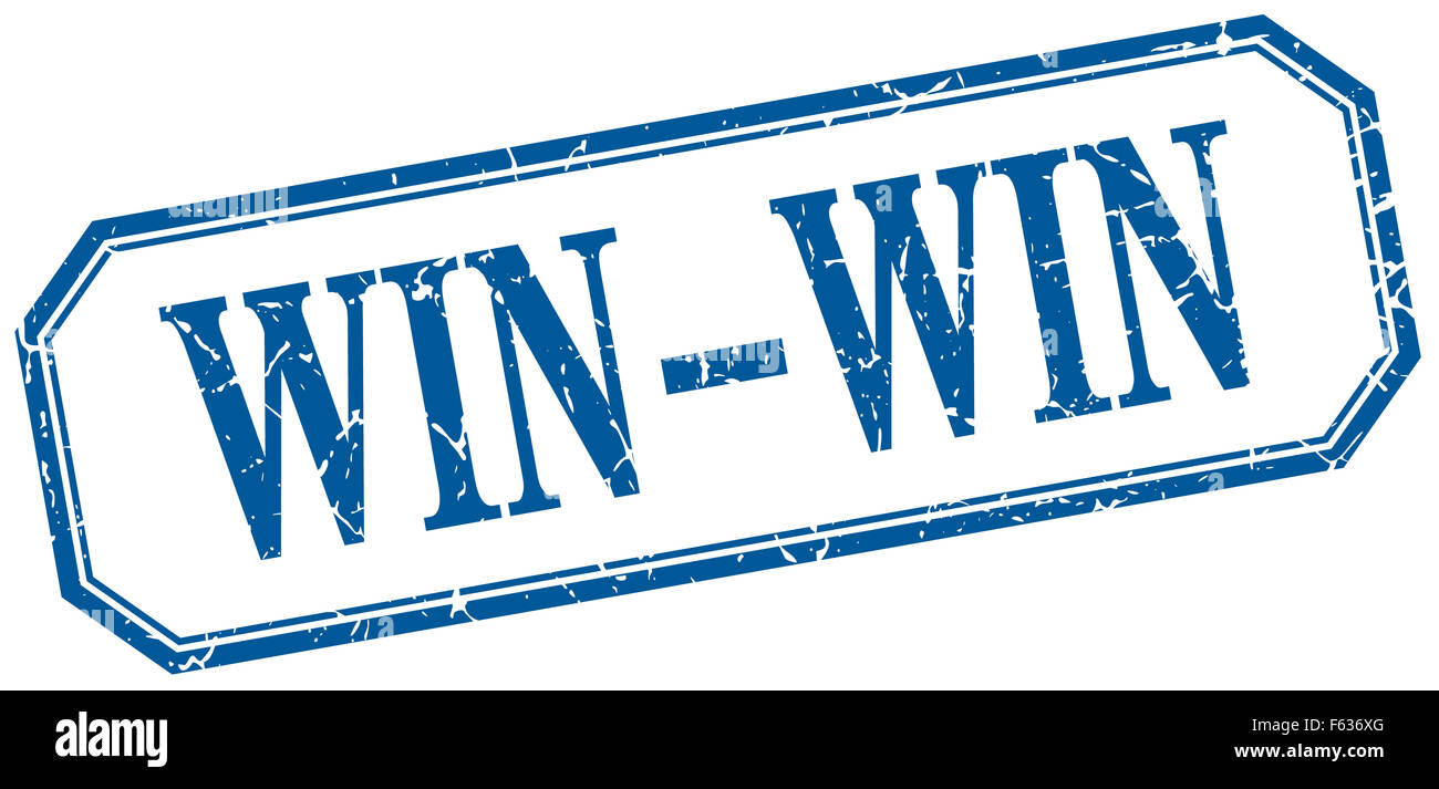 win-win square blue grunge vintage isolated label Stock Photo - Alamy