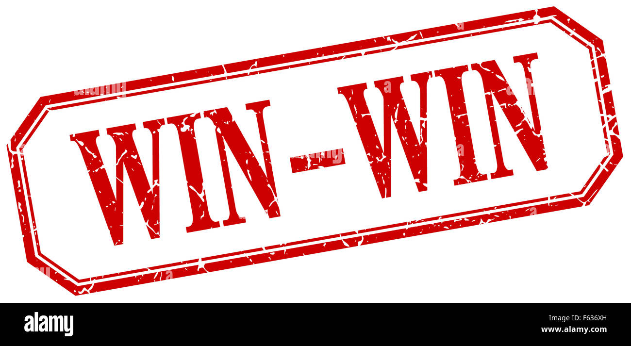 win-win square red grunge vintage isolated label Stock Photo - Alamy