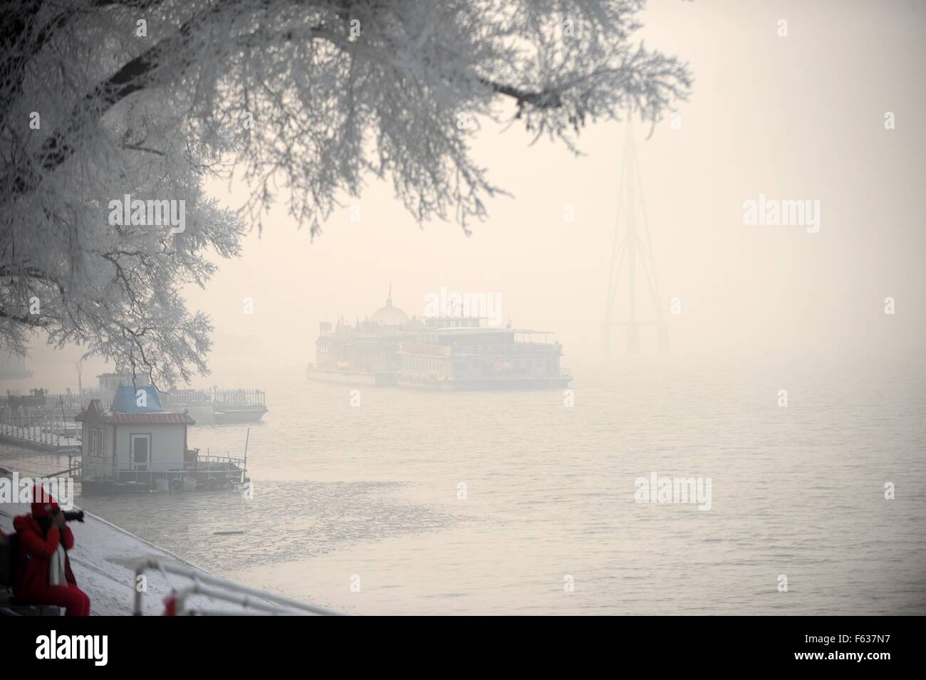 Harbin, China's Heilongjiang Province. 11th Nov, 2015. A woman takes ...