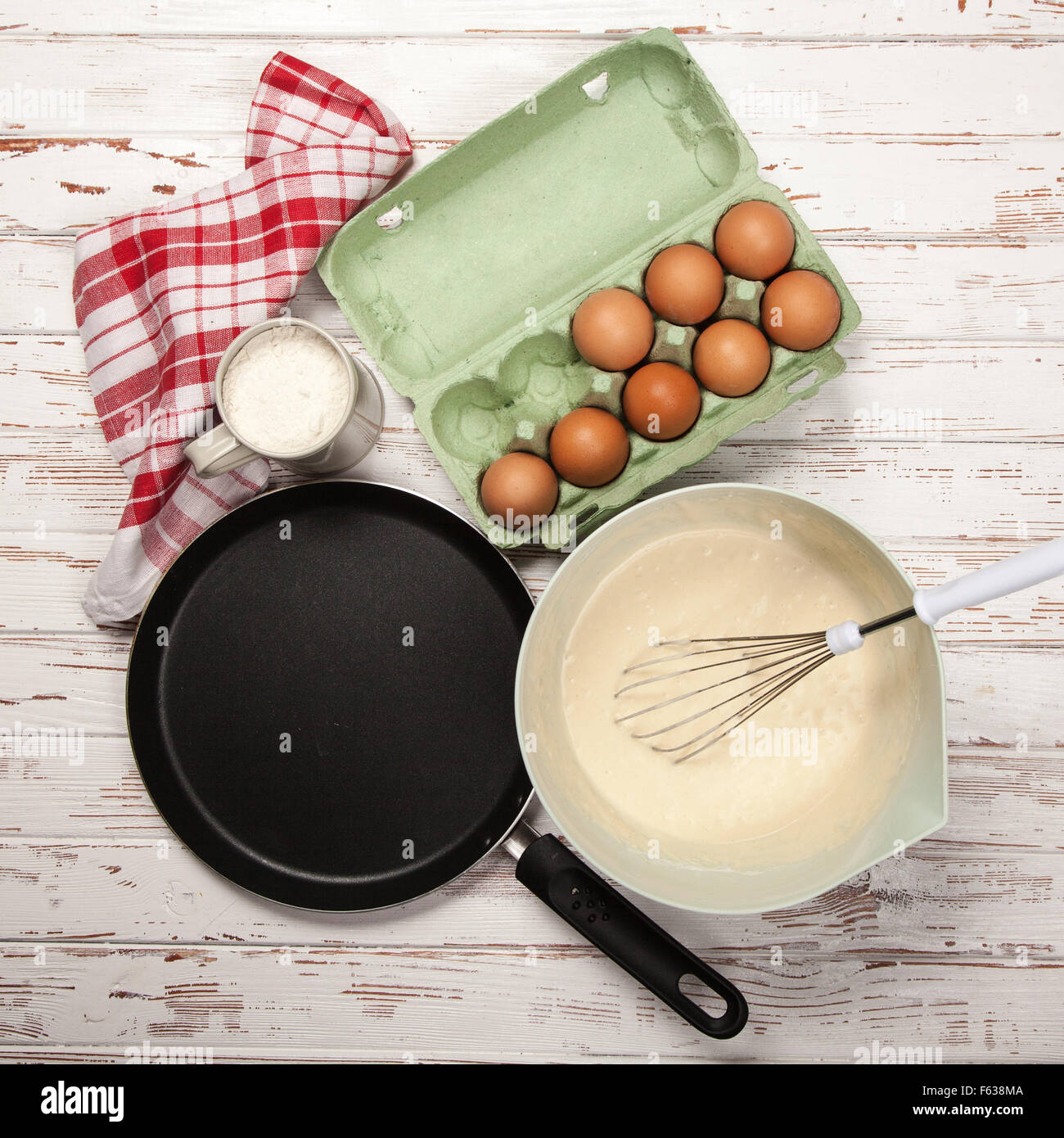 Preparing batter for pancakes Stock Photo - Alamy