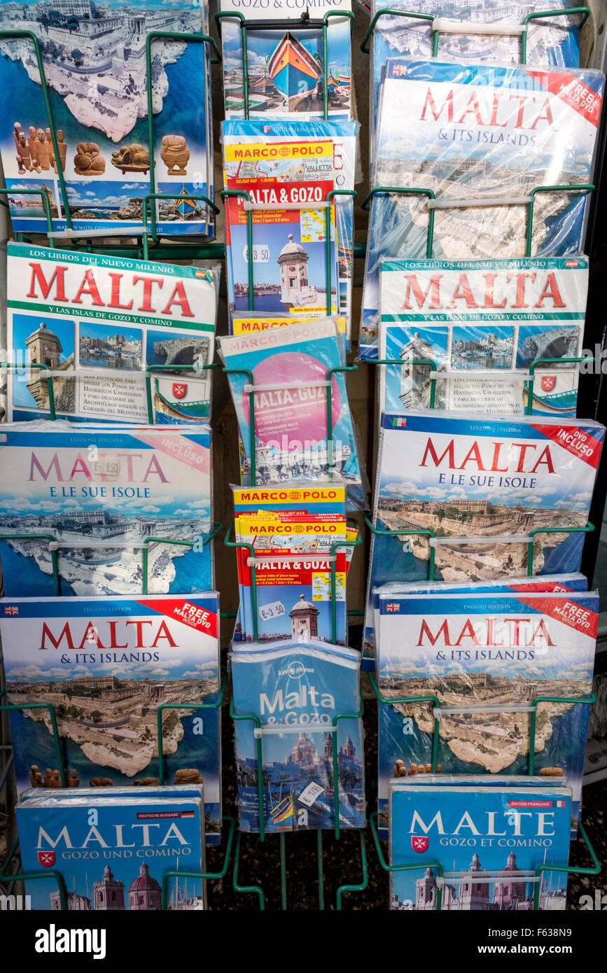 Tourist guide books in Valletta, Malta Stock Photo - Alamy