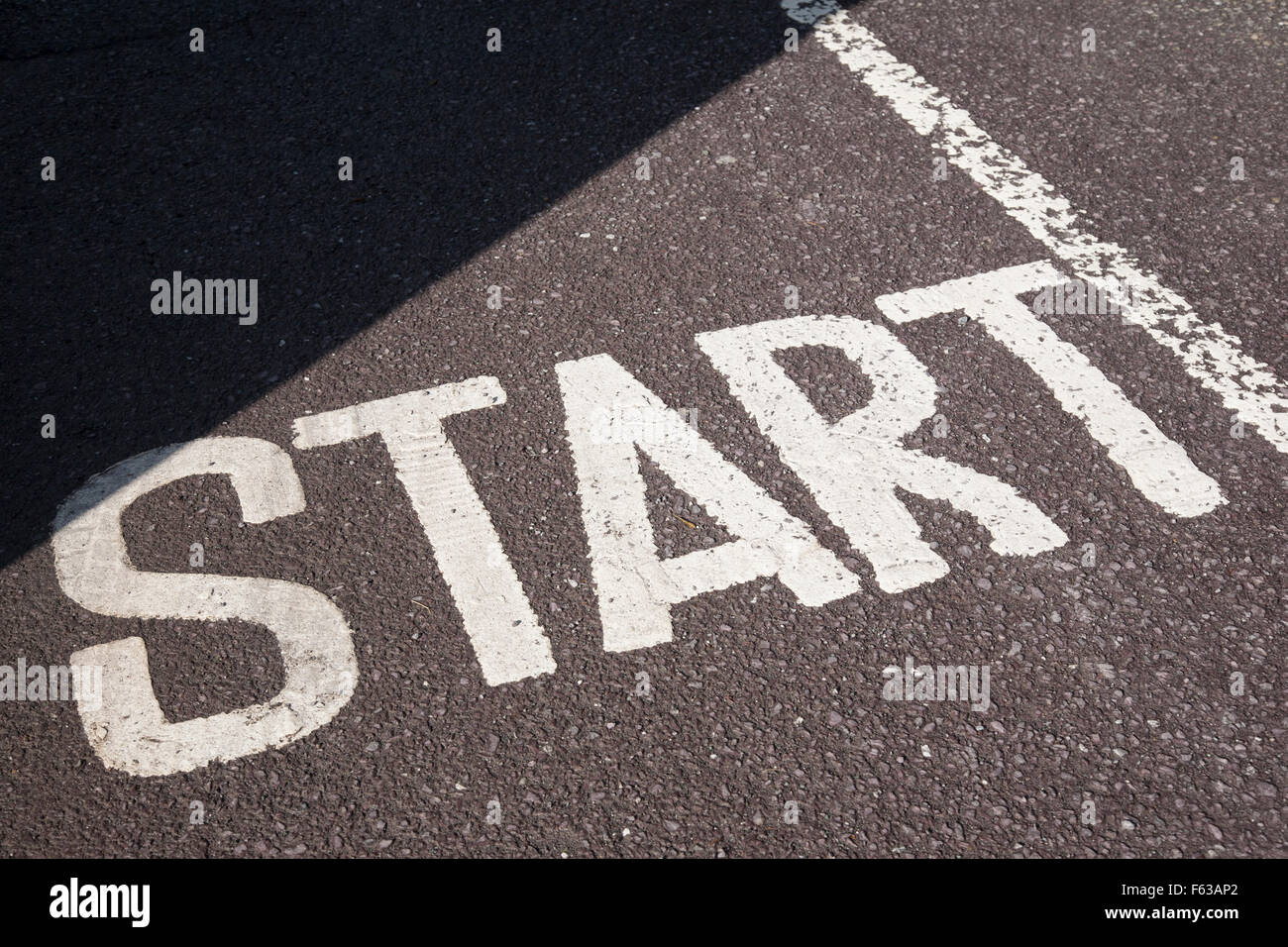 Start Sign on Paved Surface Stock Photo - Alamy