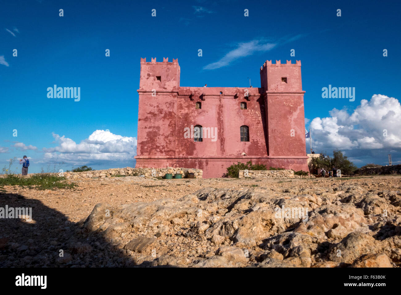 St Agatha's Tower, known as The Red Tower, near Mellieha, Malta Stock ...