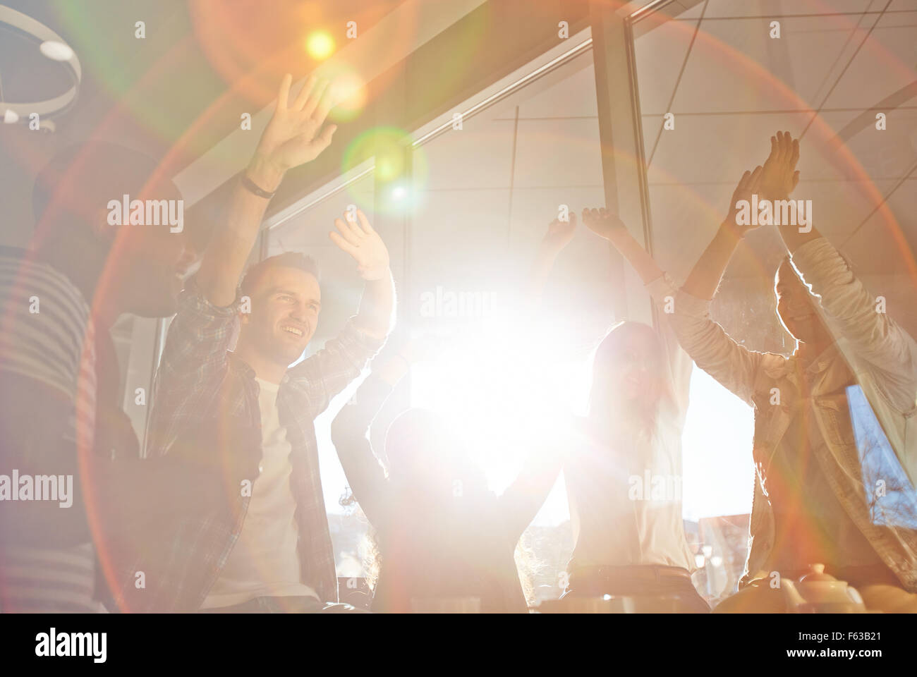 Group of ecstatic teenage friends Stock Photo - Alamy