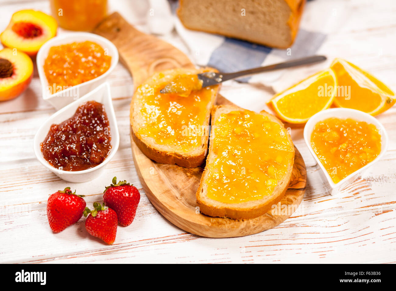 Slices of bread with jam Stock Photo - Alamy
