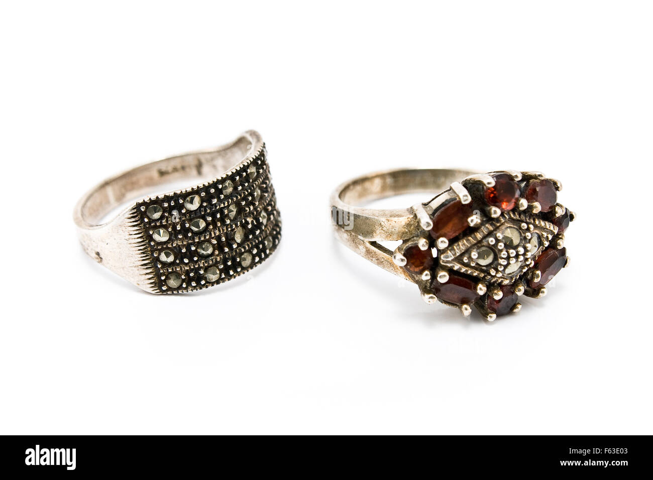 Two silver rings isolated on white Stock Photo - Alamy