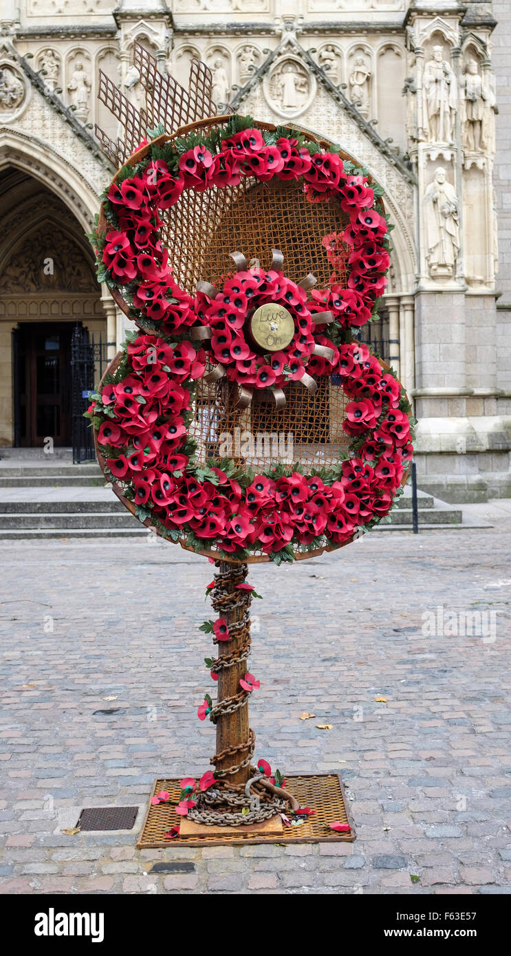 A poppy sculpture out side of Truro Cathedral Cornwall Stock Photo - Alamy