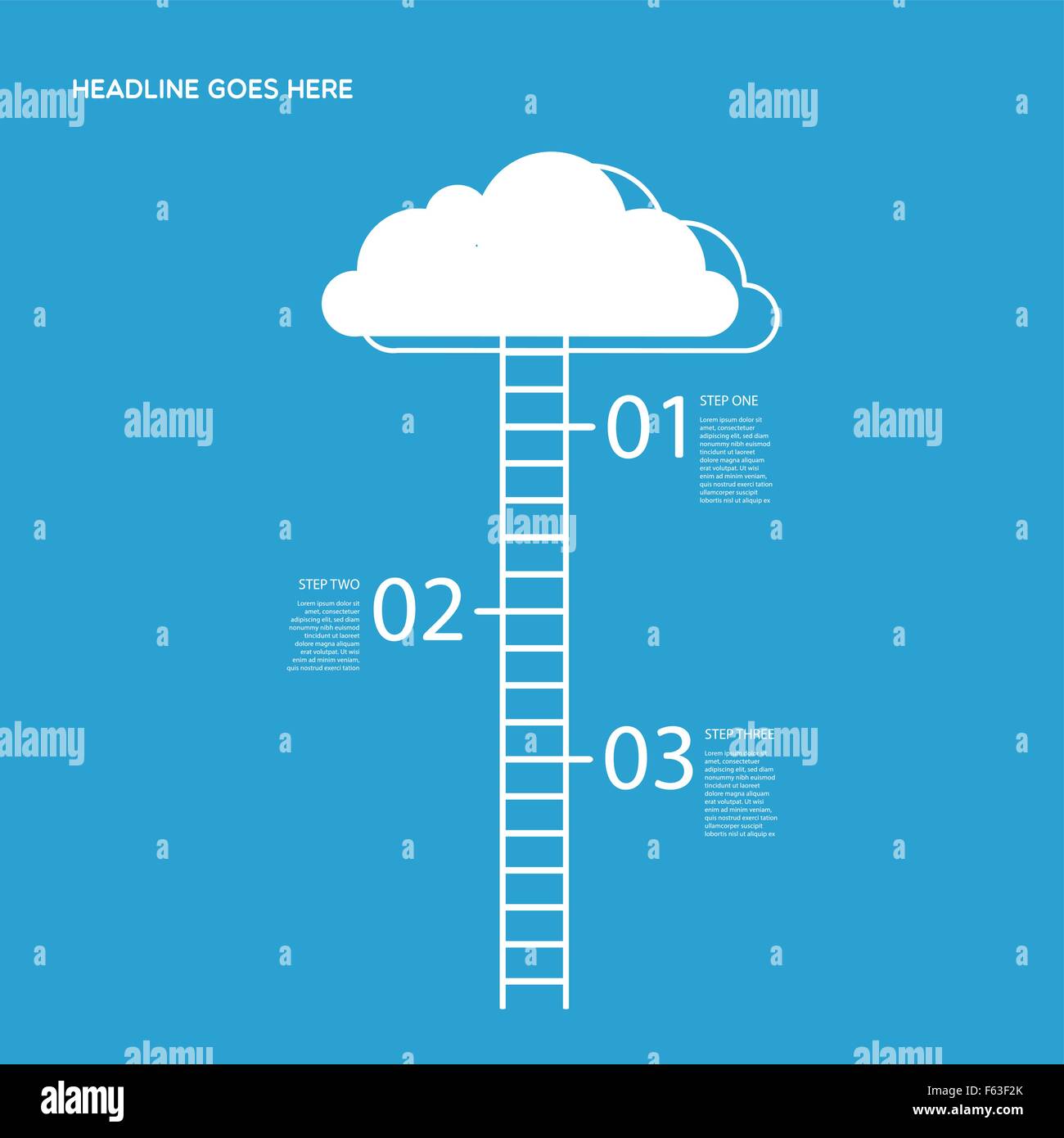 Three steps illustration cloud stairs Stock Vector Images - Alamy