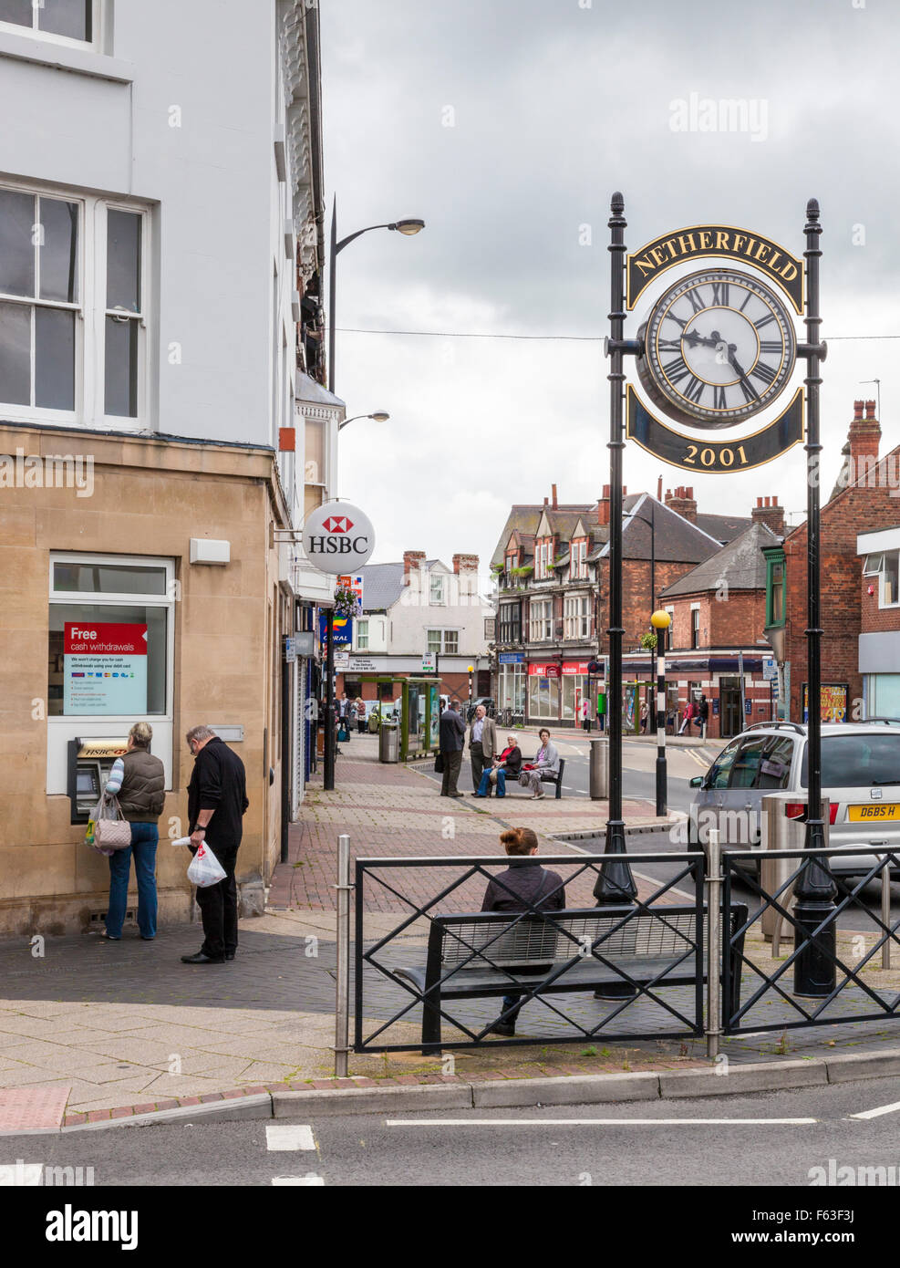 Netherfield town centre and the Millennium clock, Nottinghamshire ...
