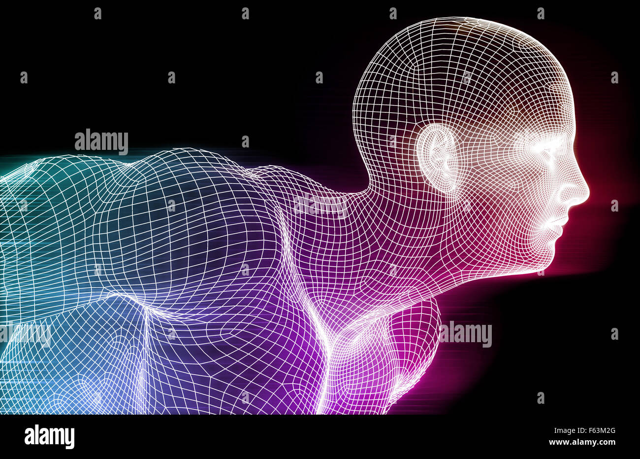 Artificial Intelligence Concept with Wire Mesh Grid Stock Photo - Alamy