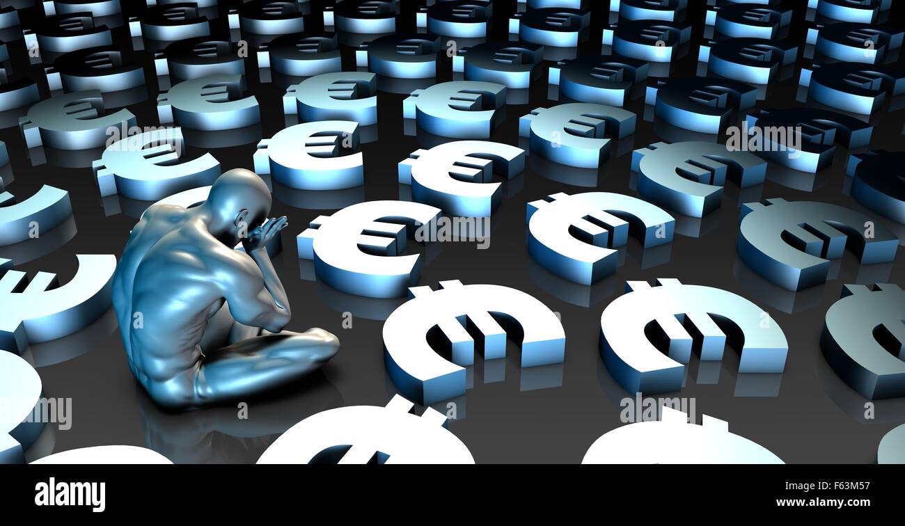 Weak Euro Currency or Weakening Finances and Man Crying Stock Photo - Alamy