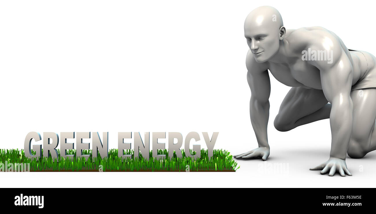 Green Energy Concept with Man Looking Closely to Verify Stock Photo - Alamy