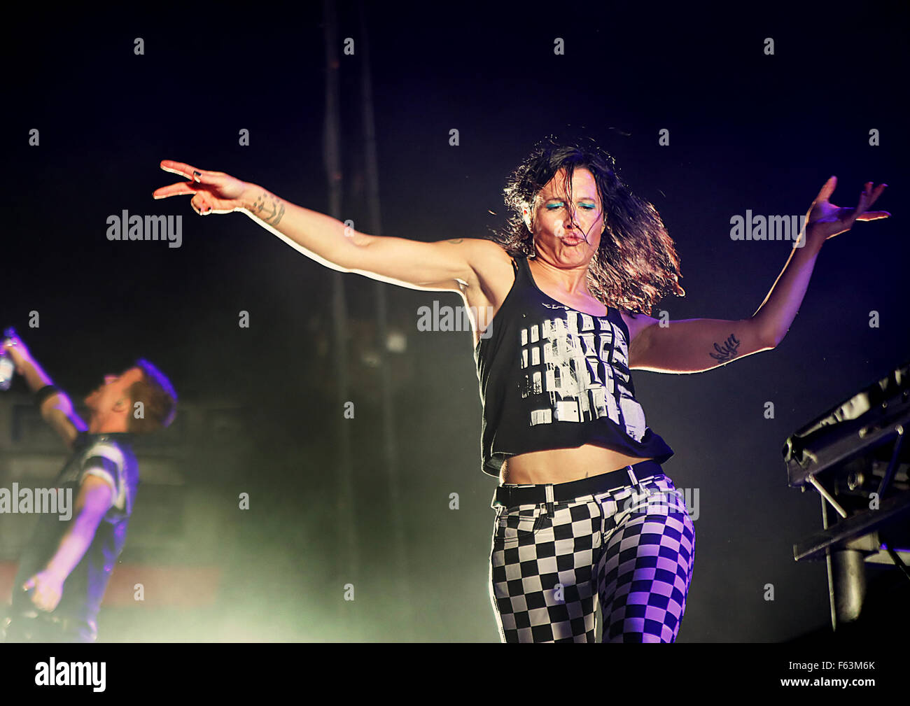 Matt and Kim performing at Manchester Arena Featuring: Matt and Kim ...