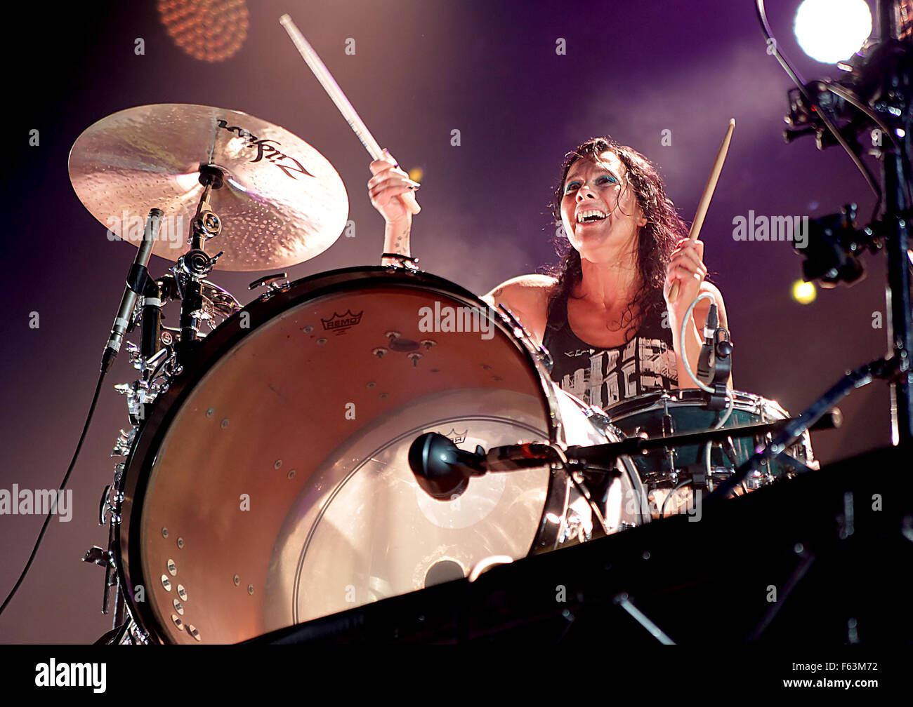 Matt and Kim performing at Manchester Arena Featuring: Matt and Kim ...