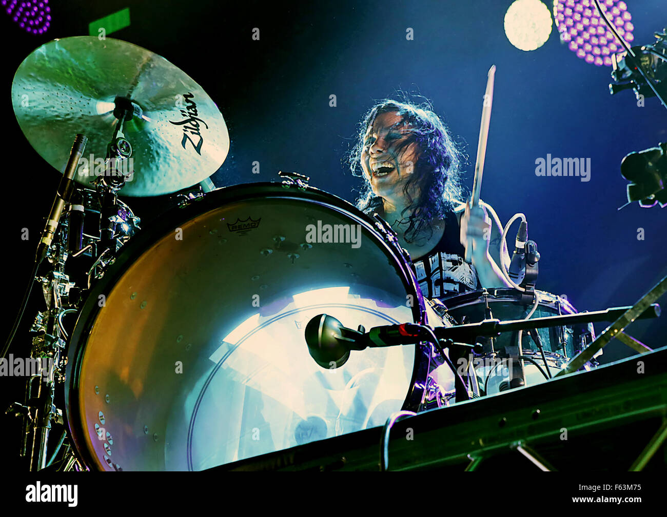 Matt and Kim performing at Manchester Arena Featuring: Matt and Kim ...