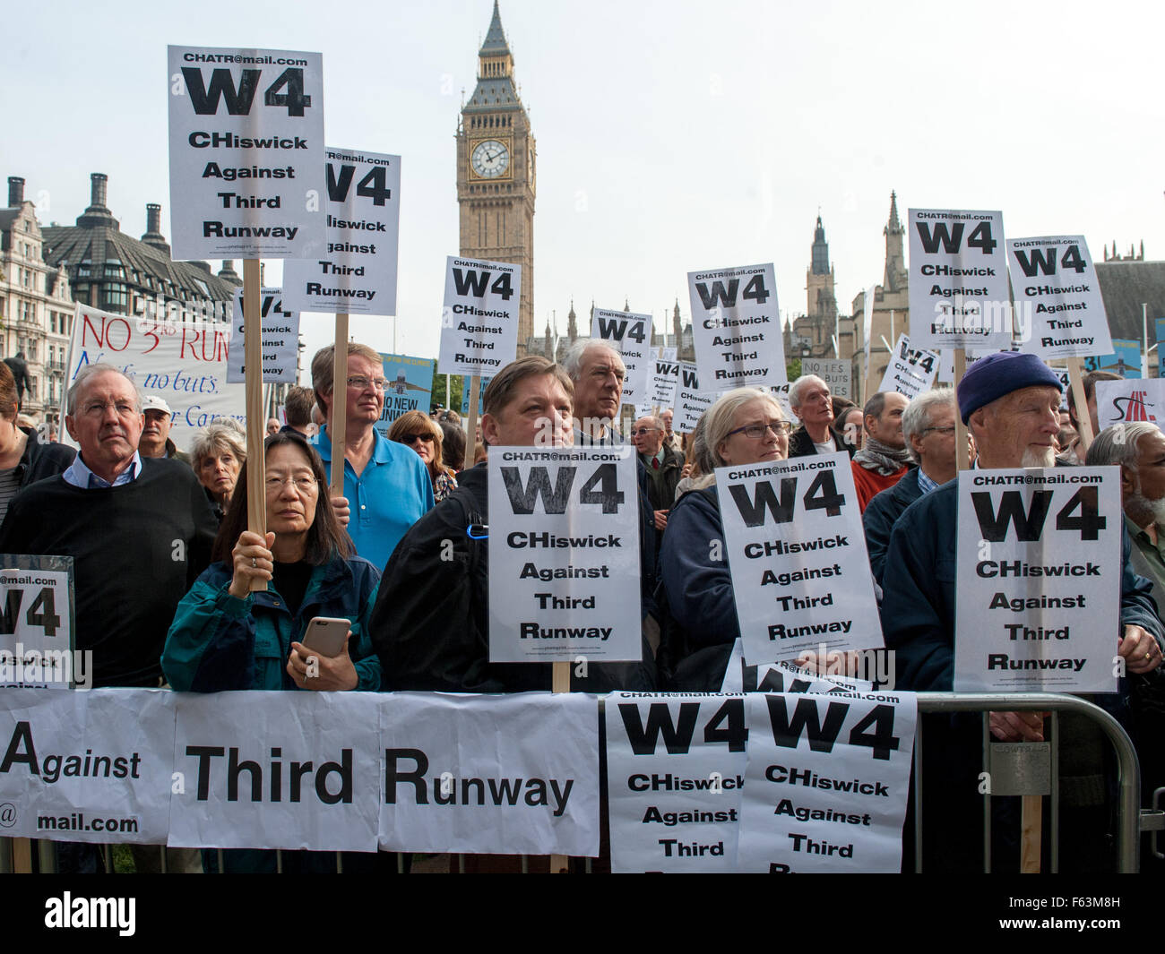 Hundreds of activists hold placards and banners during the No Third ...