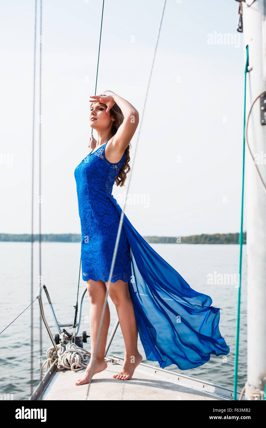 Woman sunbathing on sailing hi-res stock photography and images - Alamy