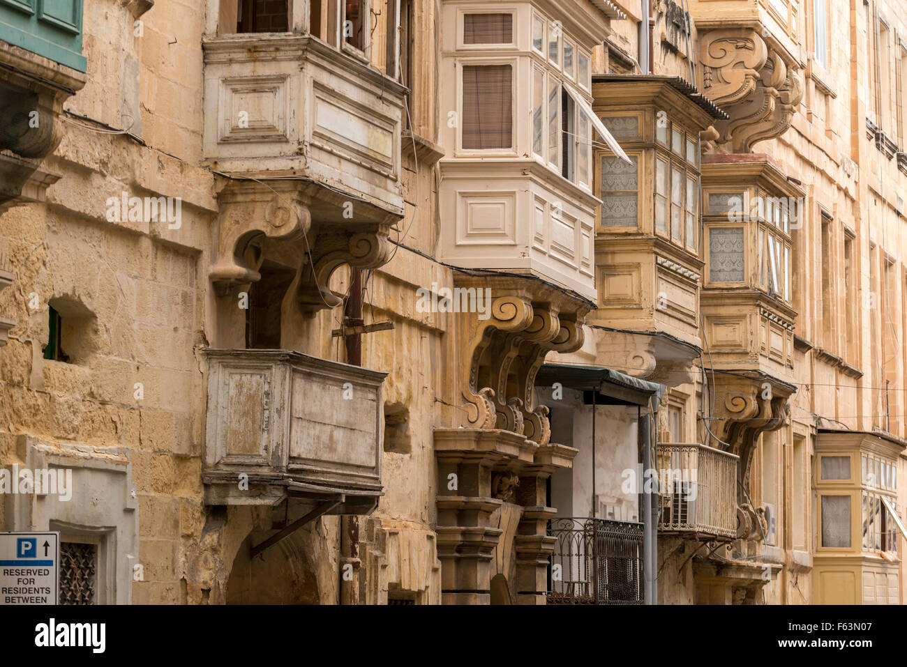 The famous balconies of Valletta in Malta Stock Photo - Alamy