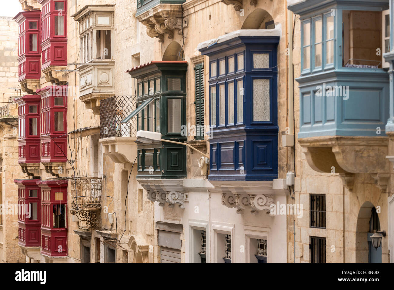 The famous balconies of Valletta in Malta Stock Photo - Alamy