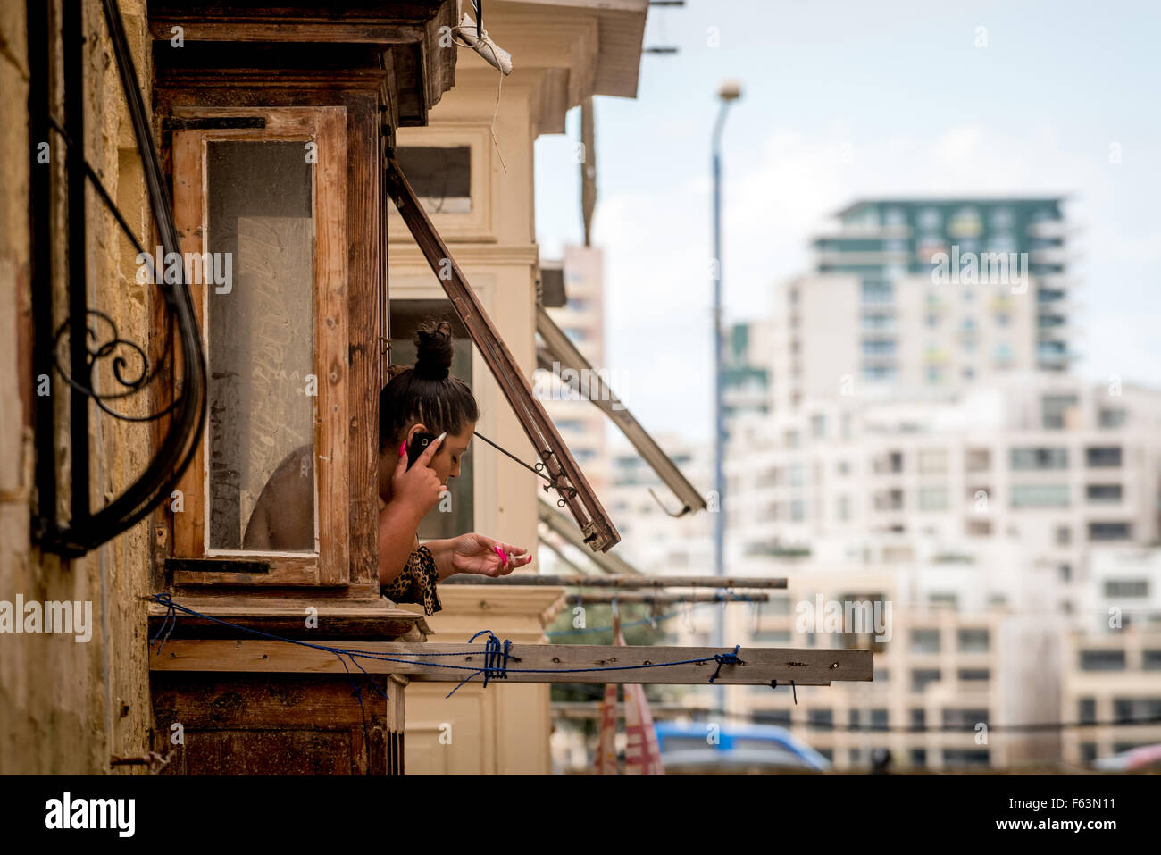 The famous balconies of Valletta in Malta Stock Photo - Alamy