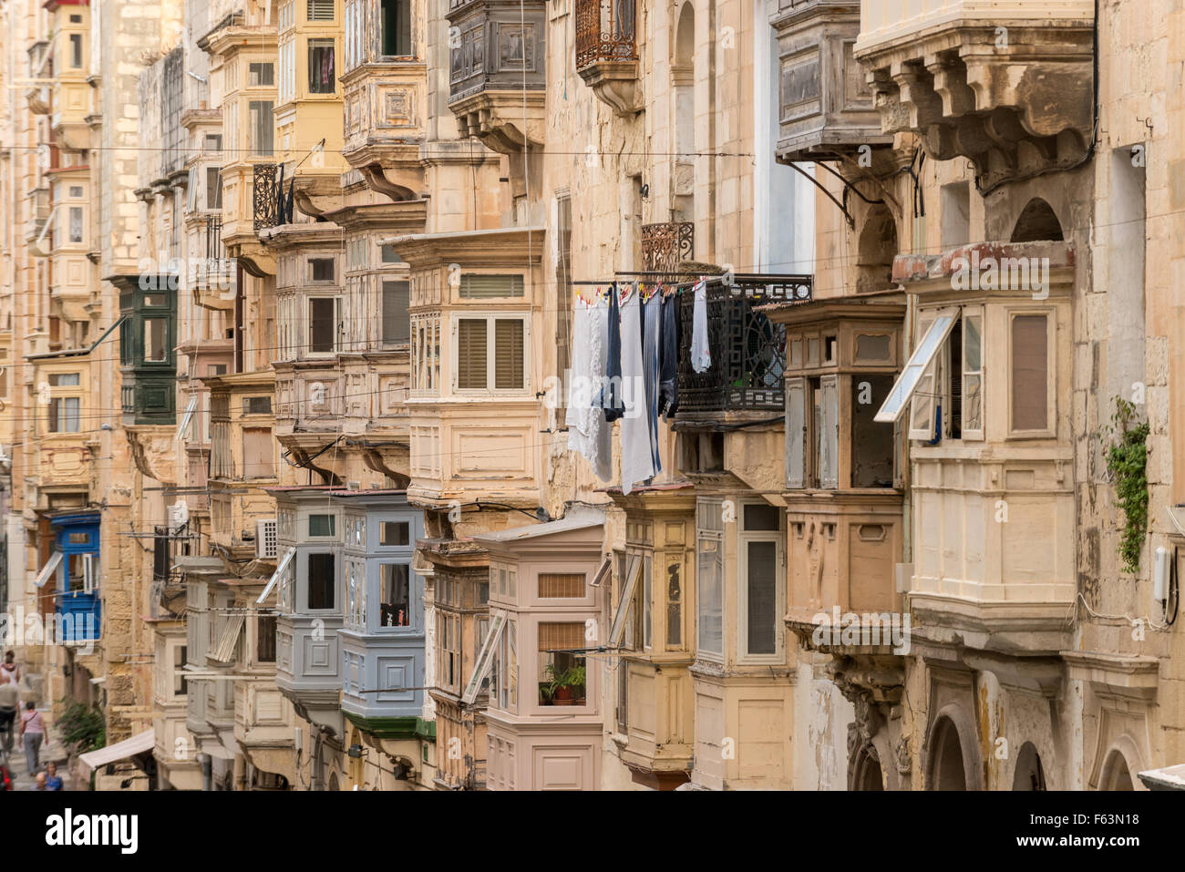 The famous balconies of Valletta in Malta Stock Photo - Alamy