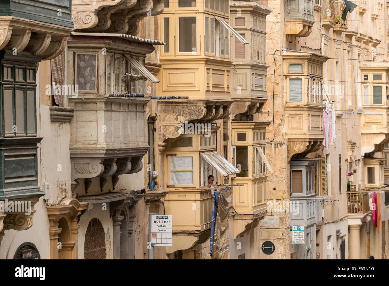 The famous balconies of Valletta in Malta Stock Photo - Alamy