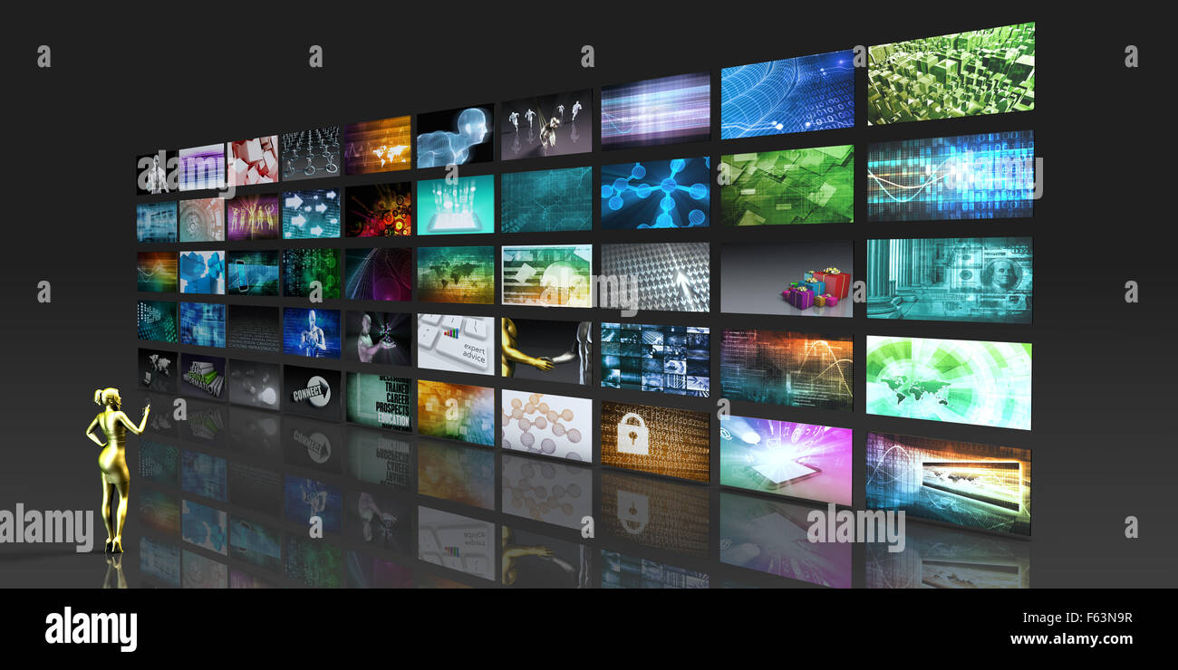 Video Streaming as Technology Concept with Lady Watching Stock Photo ...