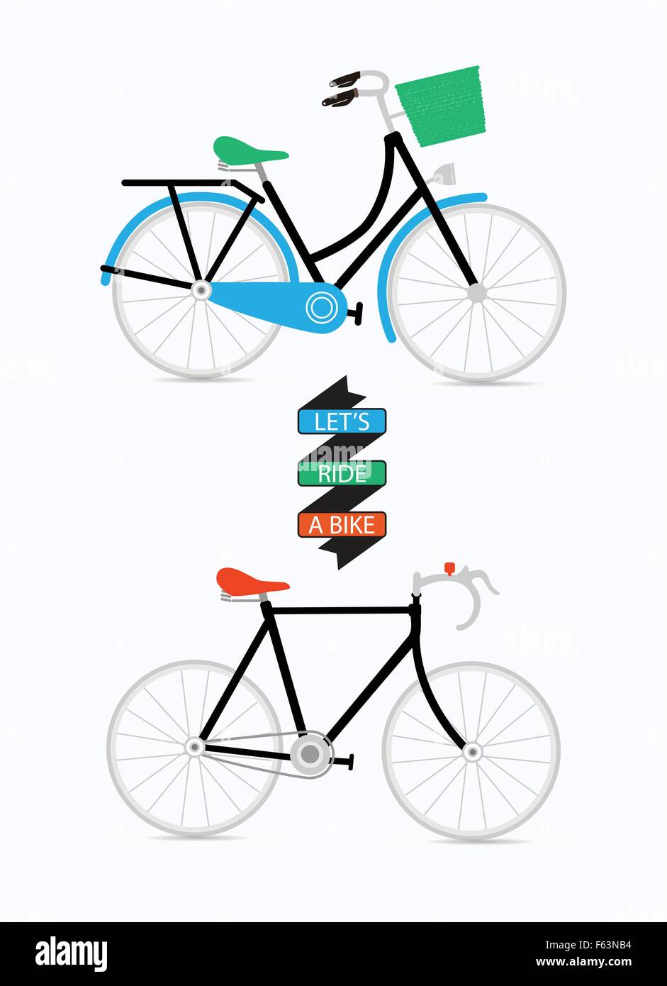Illustration with graphic message and bicycles Stock Vector Image & Art ...