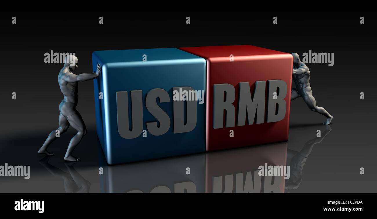 USD RMB Currency Pair or American Dollar vs China Renminbi Stock Photo ...