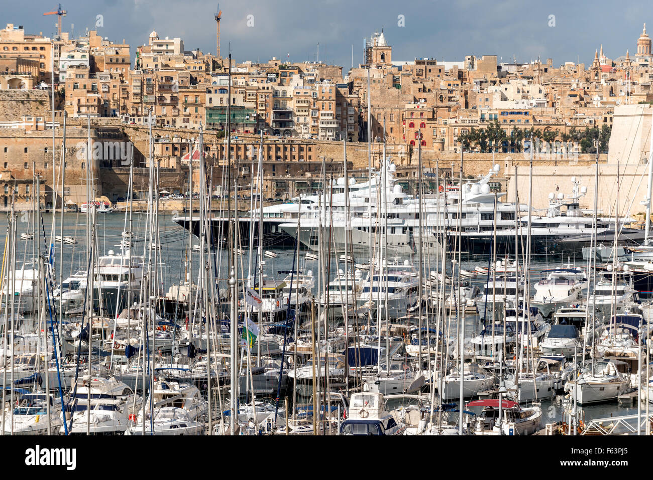 The Grand Harbour Marina at Birgu Valletta Malta Stock Photo - Alamy