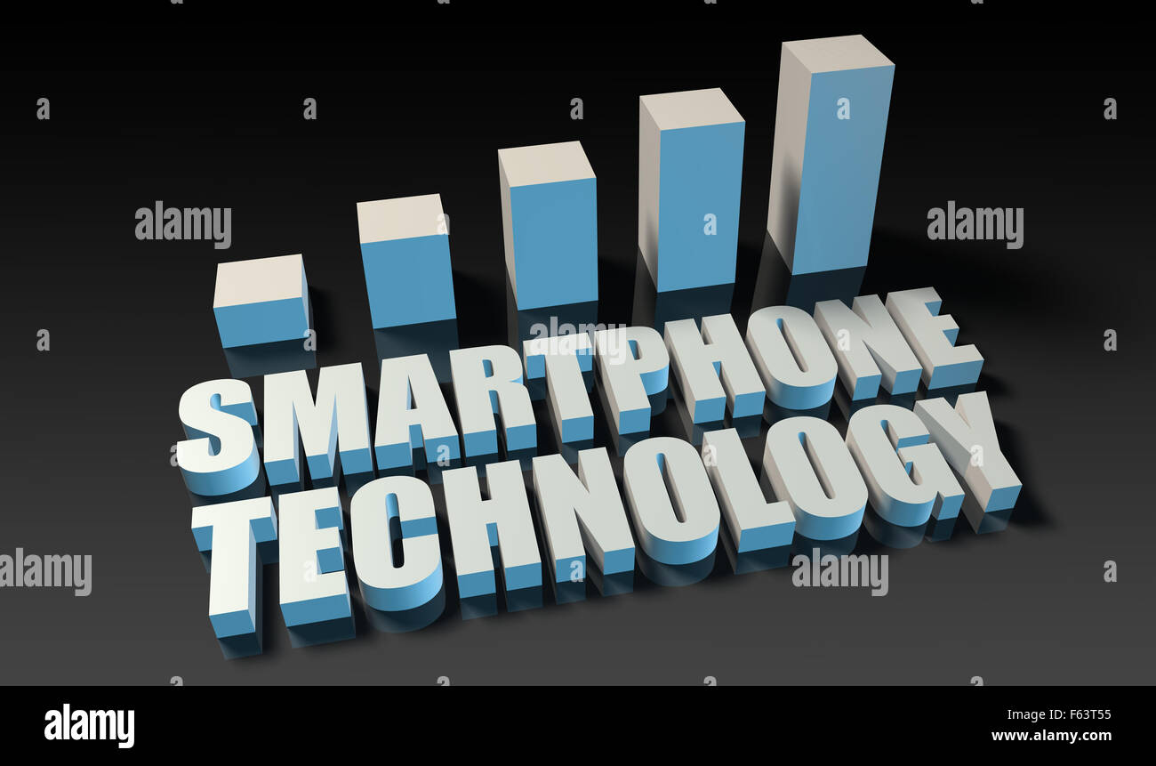 Smartphone technology graph chart in 3d on blue and black Stock Photo ...