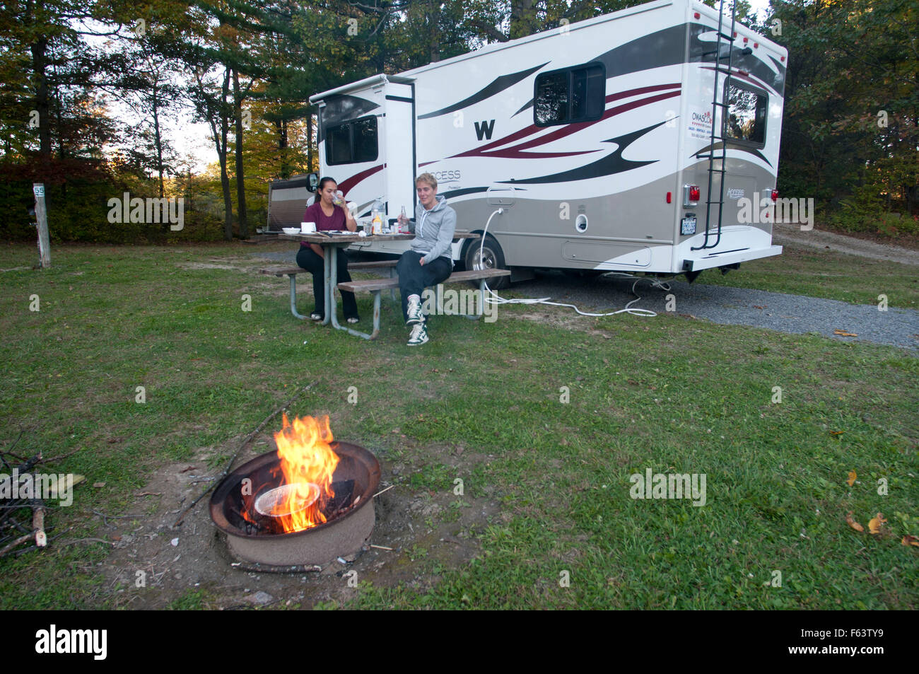 roadtrip with motorhome in Indian summer Quebec Canada Stock Photo - Alamy
