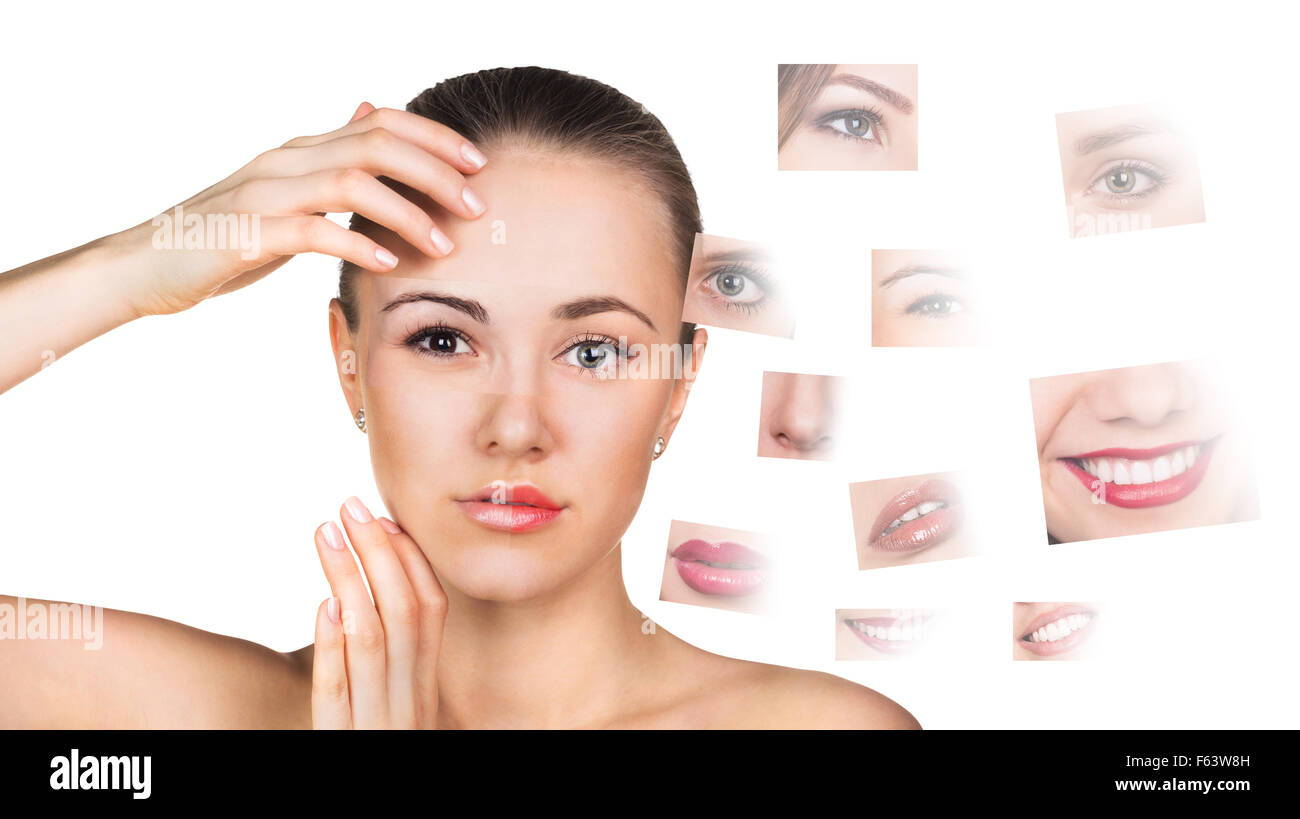 Portrait collage of young woman Stock Photo - Alamy