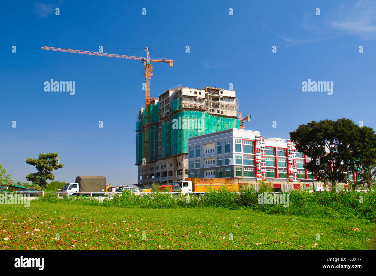 Building of modern commercial district at a rural area Stock Photo - Alamy