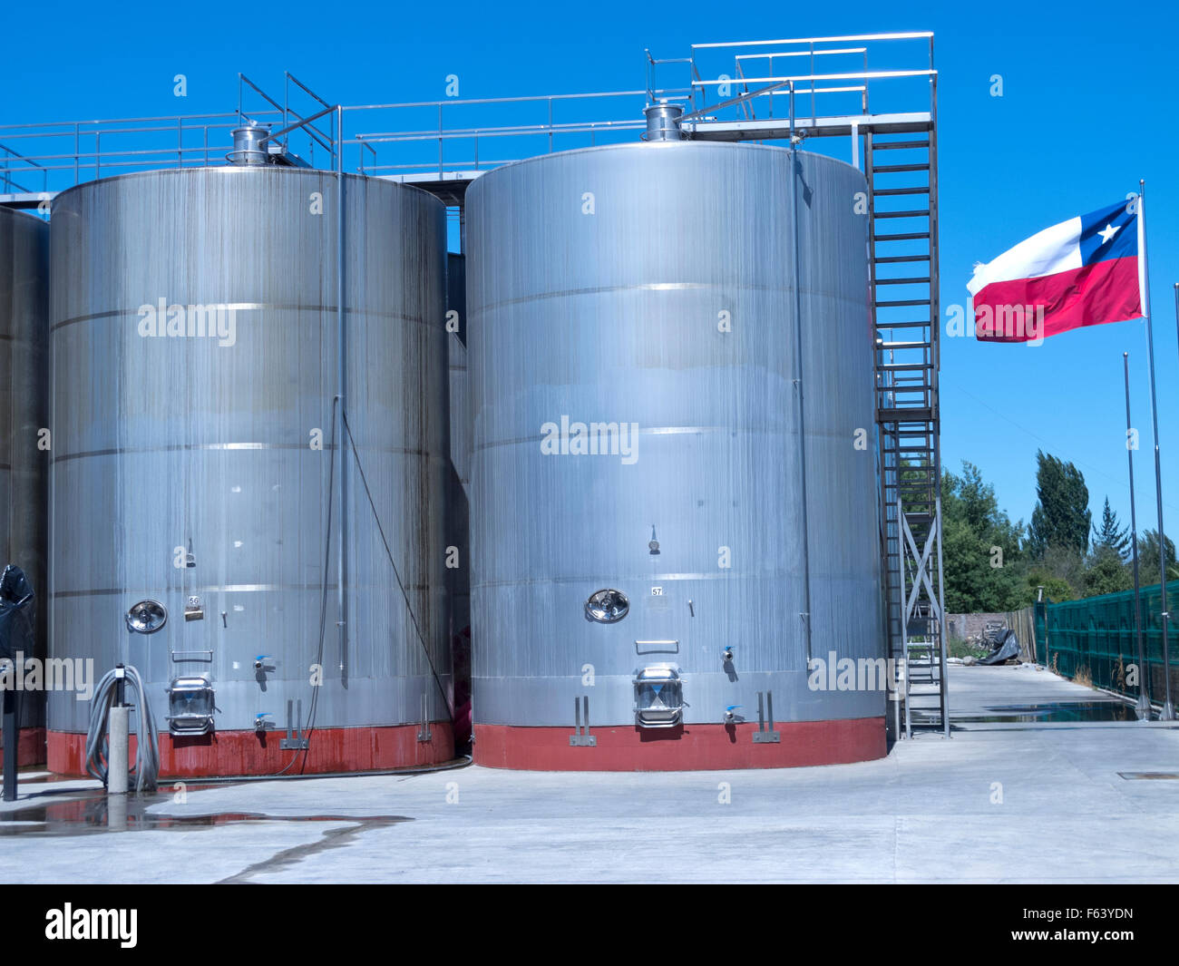 Some wine metallic fermentation tanks. Wine industry in Chile Stock ...