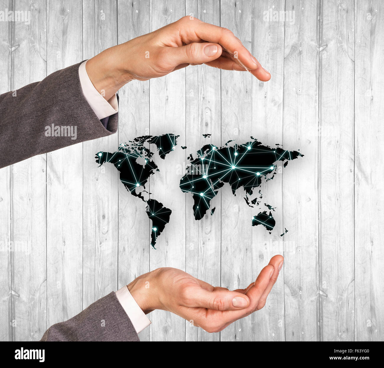 Black map on the gray wood wall Stock Photo - Alamy