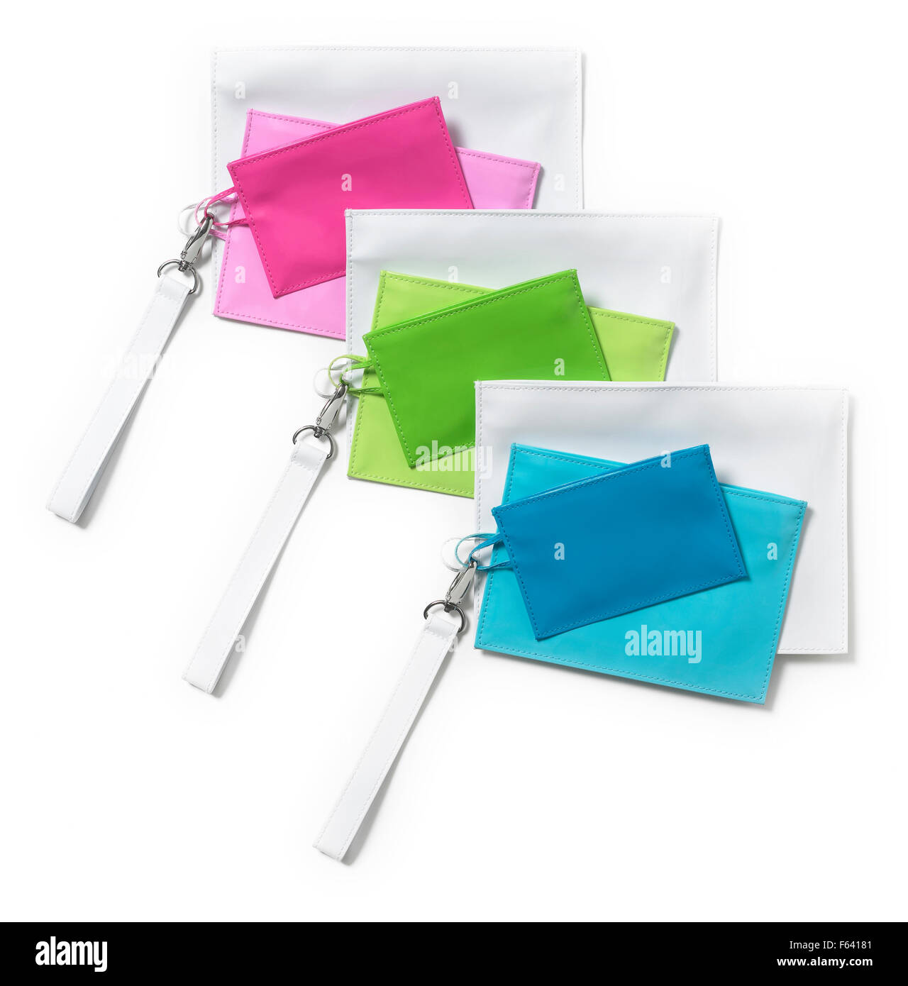 Three feminine plastic wallets isolated on white background Stock Photo ...