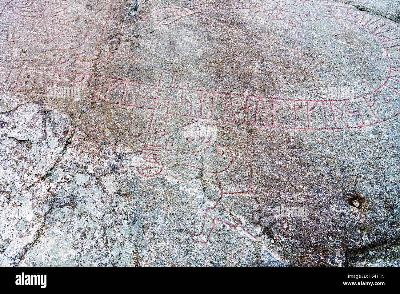 Rock carving with runes. Eskilstuna, Sweden Stock Photo - Alamy