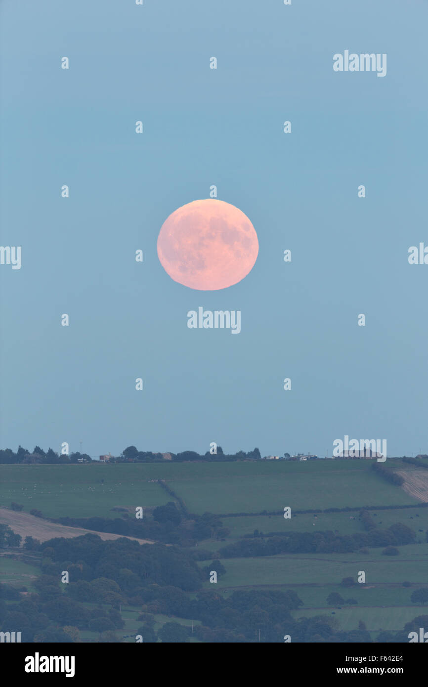 UK, West Yorkshire, Red Moon Stock Photo - Alamy